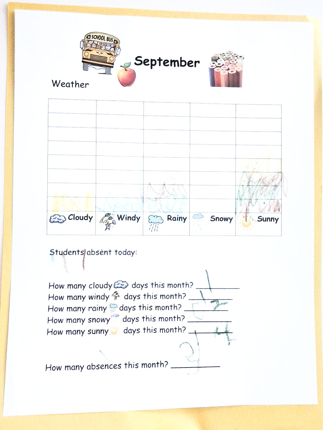 Preschool Journal - Weather and Attendance - Moms Have Questions Too
