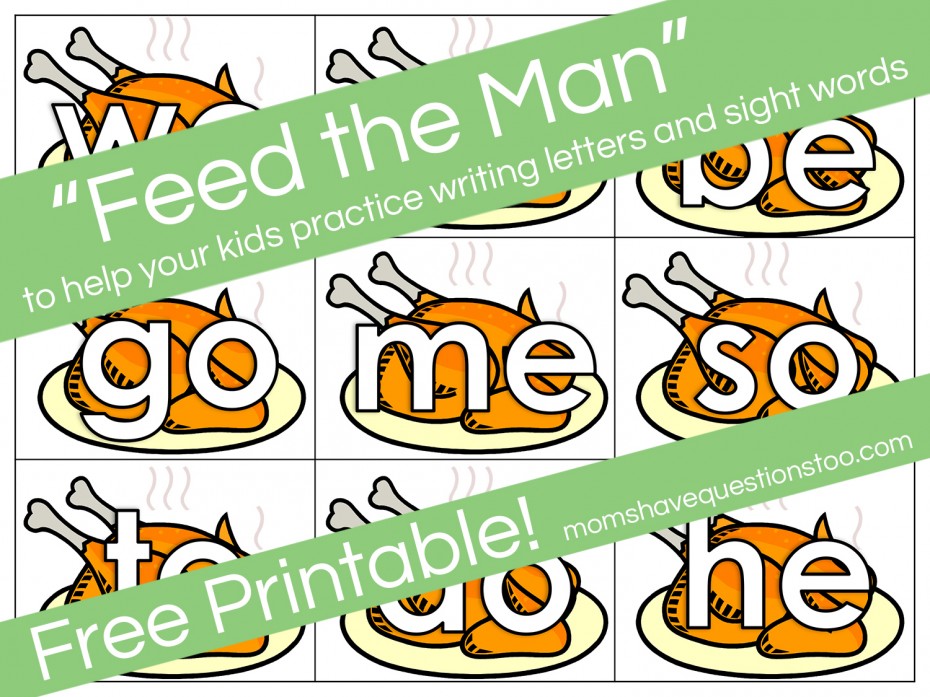 Feed the Man Letter and Sight Word Activity - Moms Have Questions Too