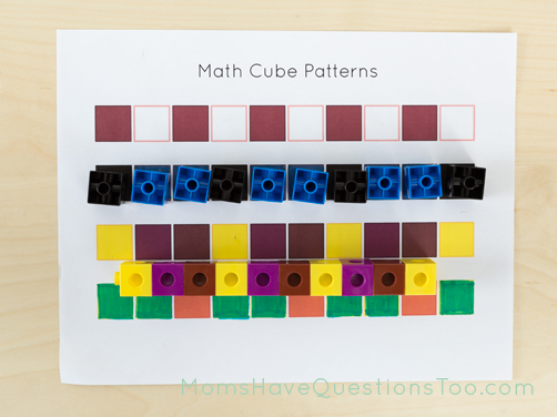 Math Cube Pattern Activities for Preschoolers
